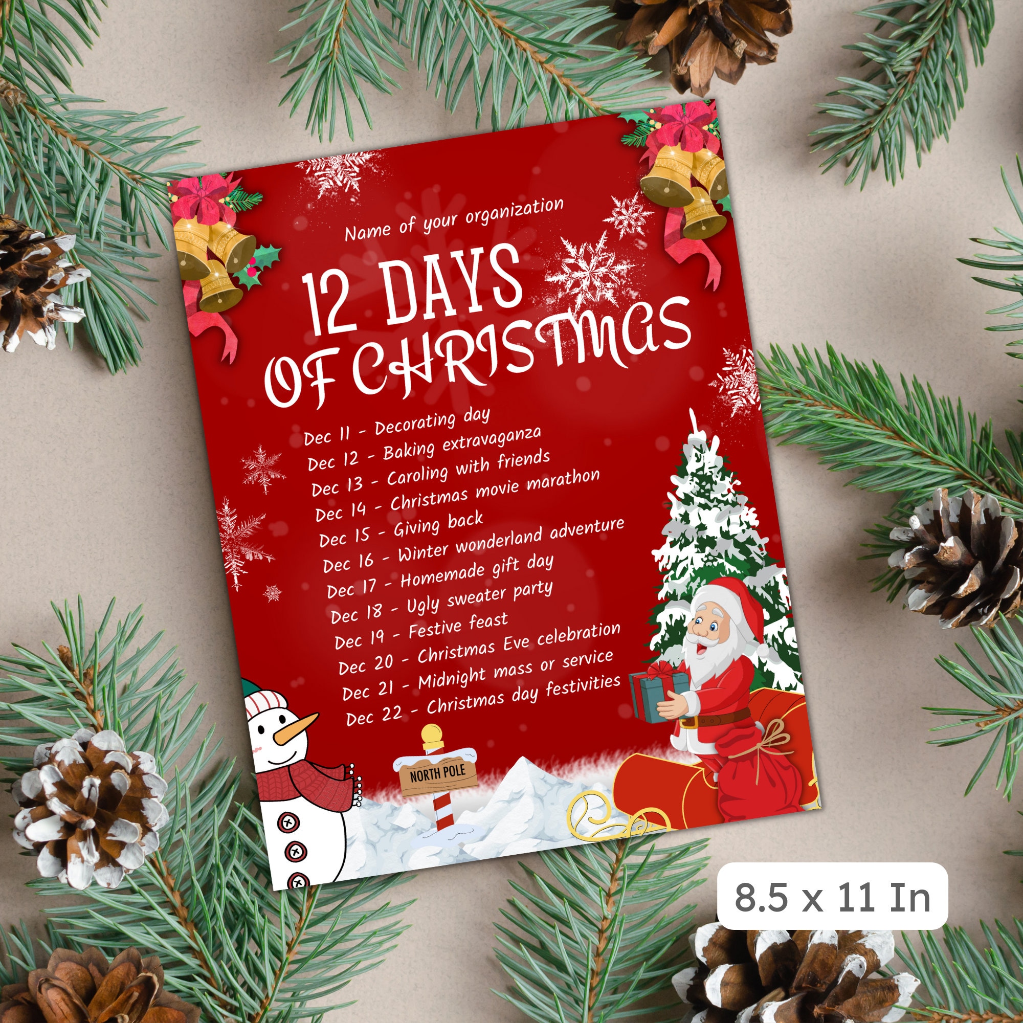 12 Days of Christmas Flyer School Pto Pta Content Calendar Holiday Post ...