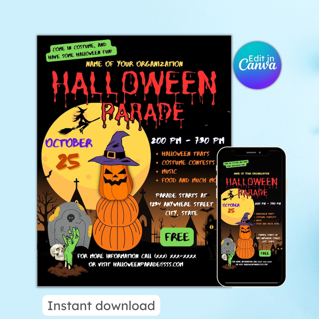 Halloween Parade Flyer, Trick or Treat, Community Event, Spook Alley ...