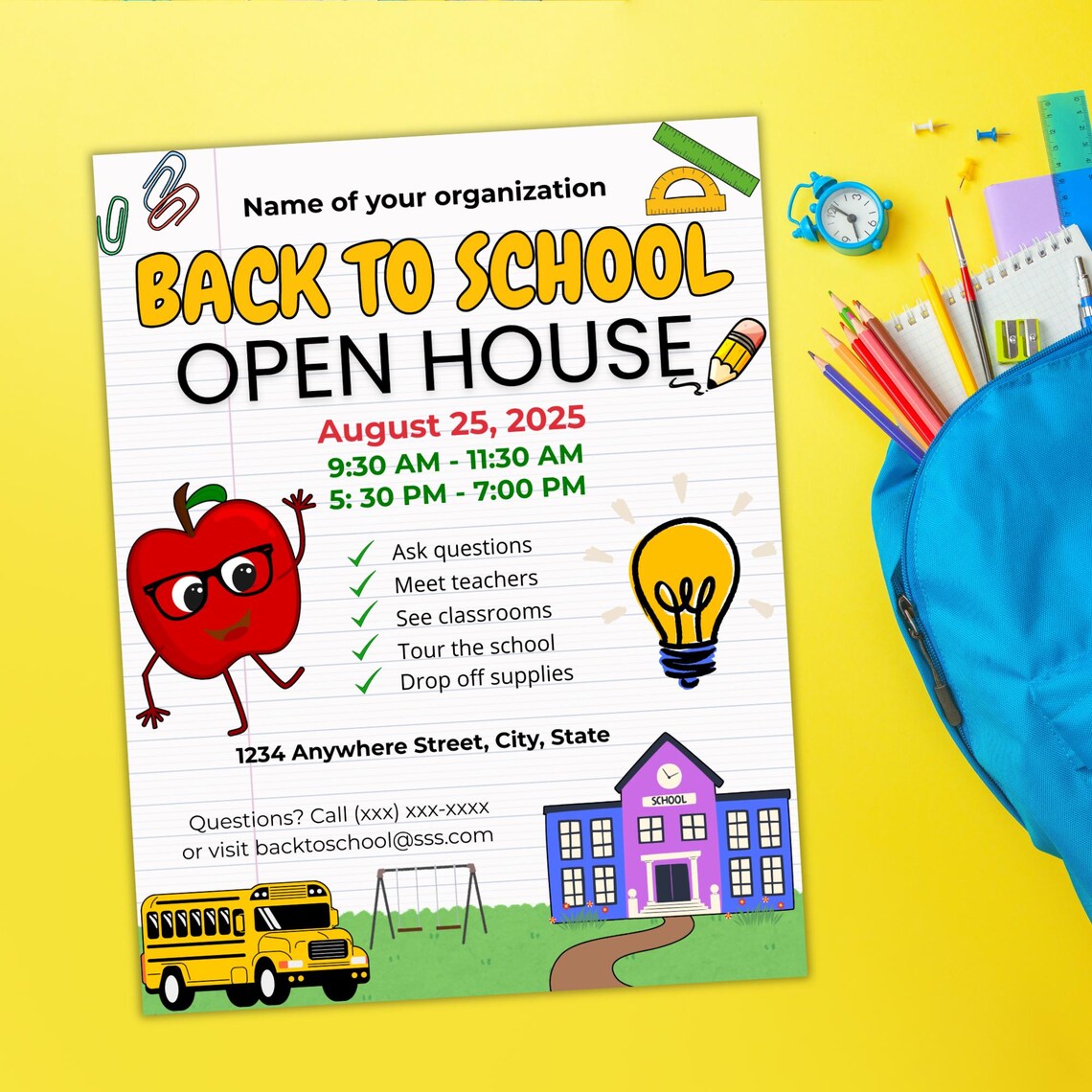 Back to School Open House Flyer, Pto Event, 1st Day of School, Meet the ...