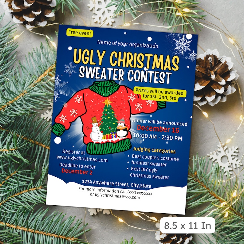 Ugly Christmas Sweater Contest Flyer Competition Ideas Christmas ...