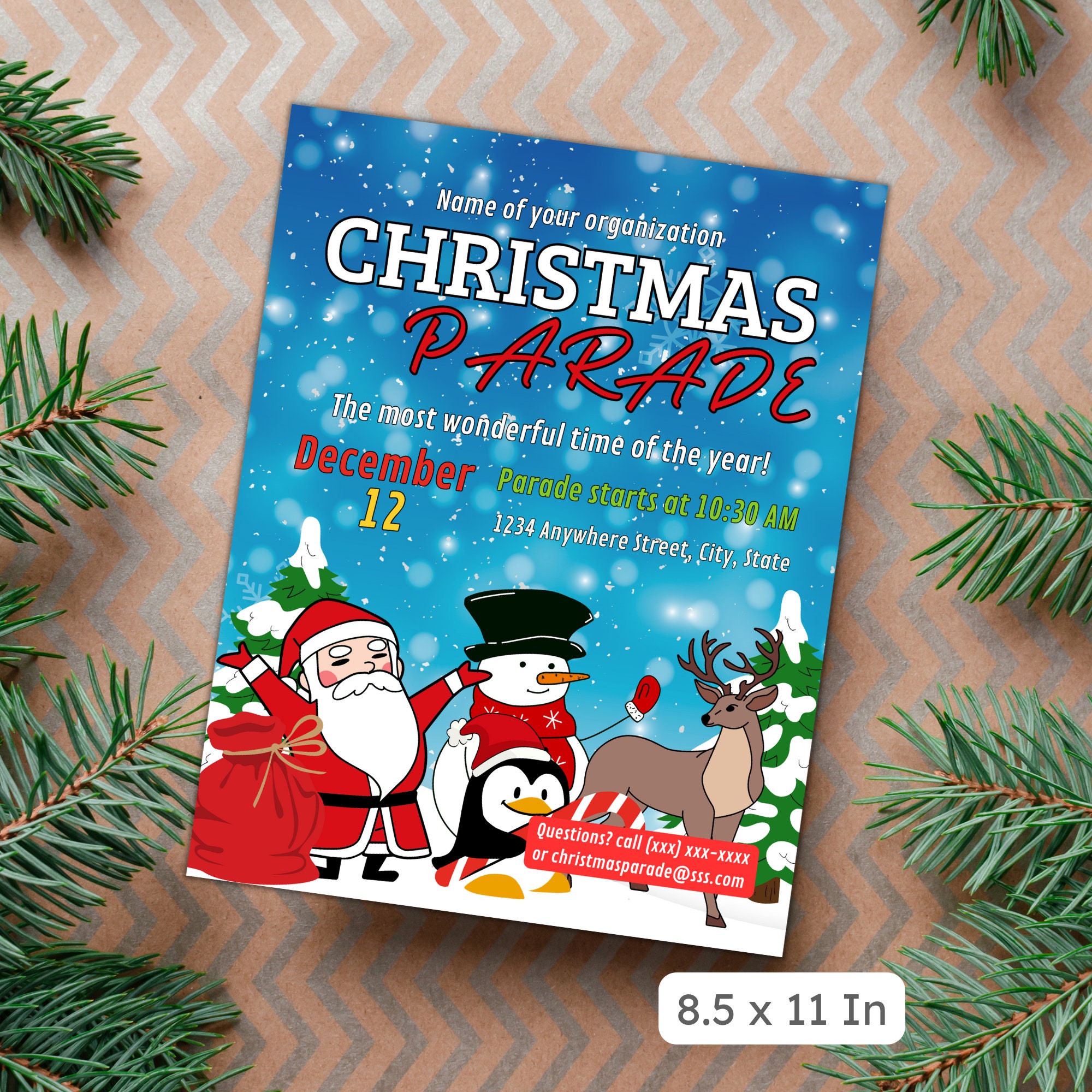 Christmas Parade Flyer, Santa Claus, Community Event, Main Street USA ...