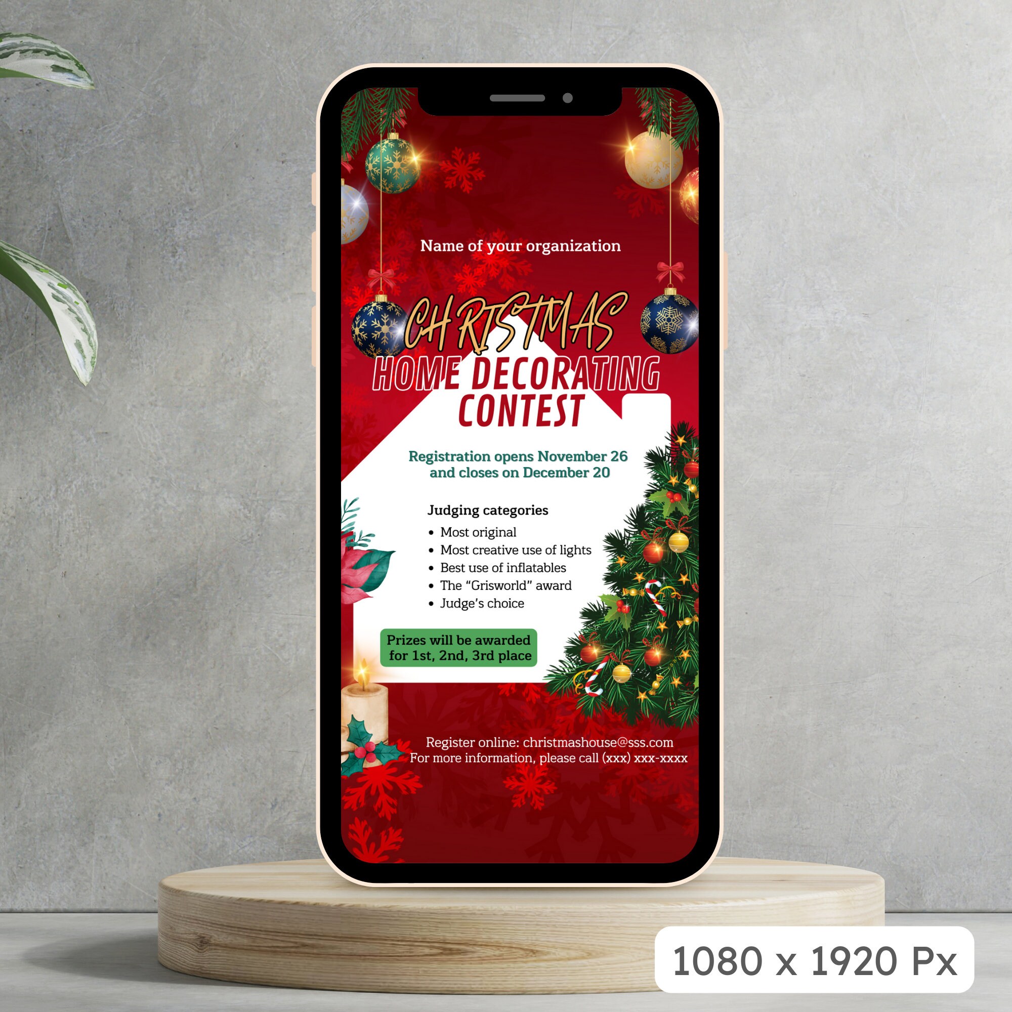 Christmas Home Decorating Contest Flyer, Holiday Invitation, School Pto ...