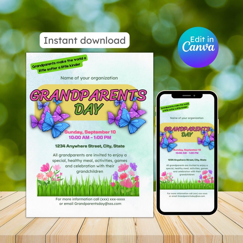 Grandparents Day Flyer, Grandparents Lunch Flyer, School Grandparents ...