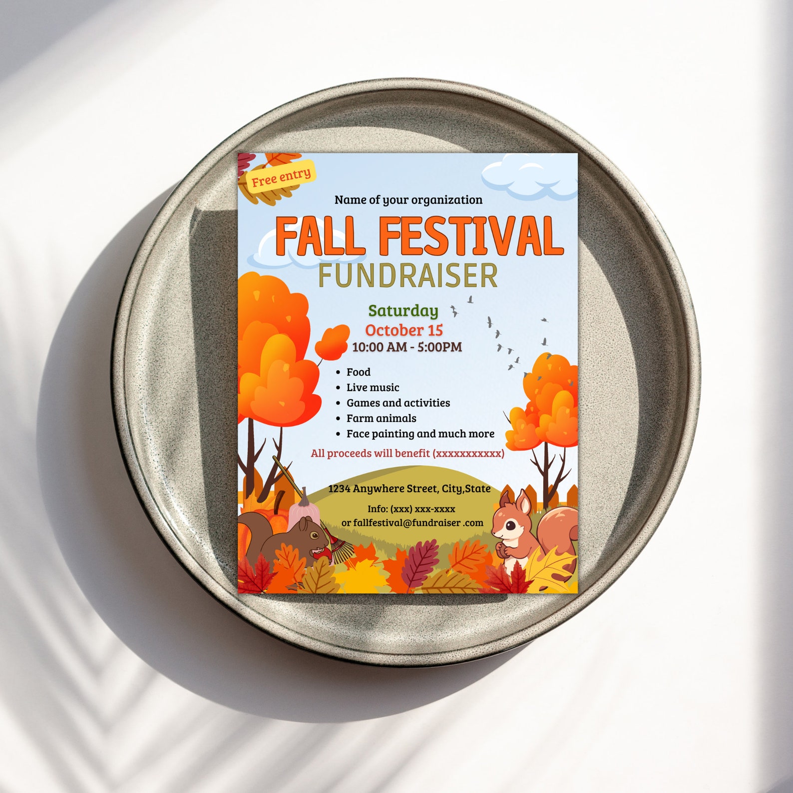 Fall Festival Fundraiser Flyer Autumn Invitation School Church Event ...
