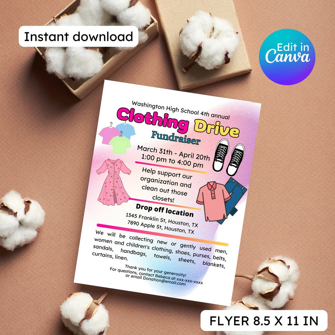 EDITABLE Clothing Drive Flyer, Editable Clothing Drive, School Church ...