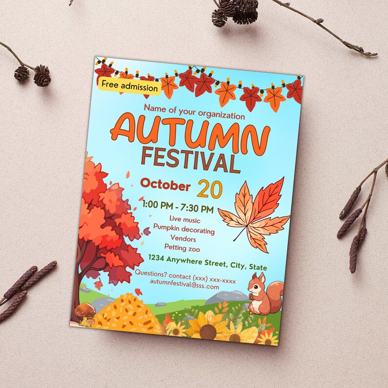 Autumn Festival Flyer Fall Invitation School Pto Pta Pumpkin Festival ...