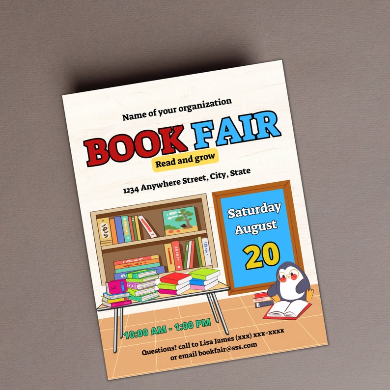 Book Fair Flyer Scholastic Book Fair Reading Party School Fundraiser ...