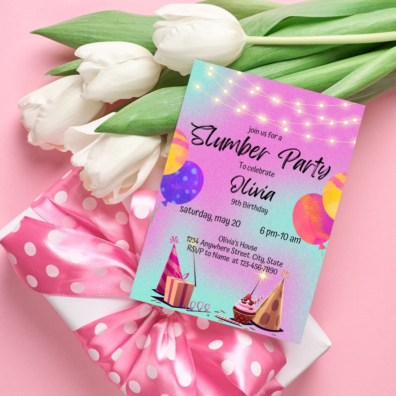 Editable Slumber Party Invitation Pajamas Party Slumber Party Invit