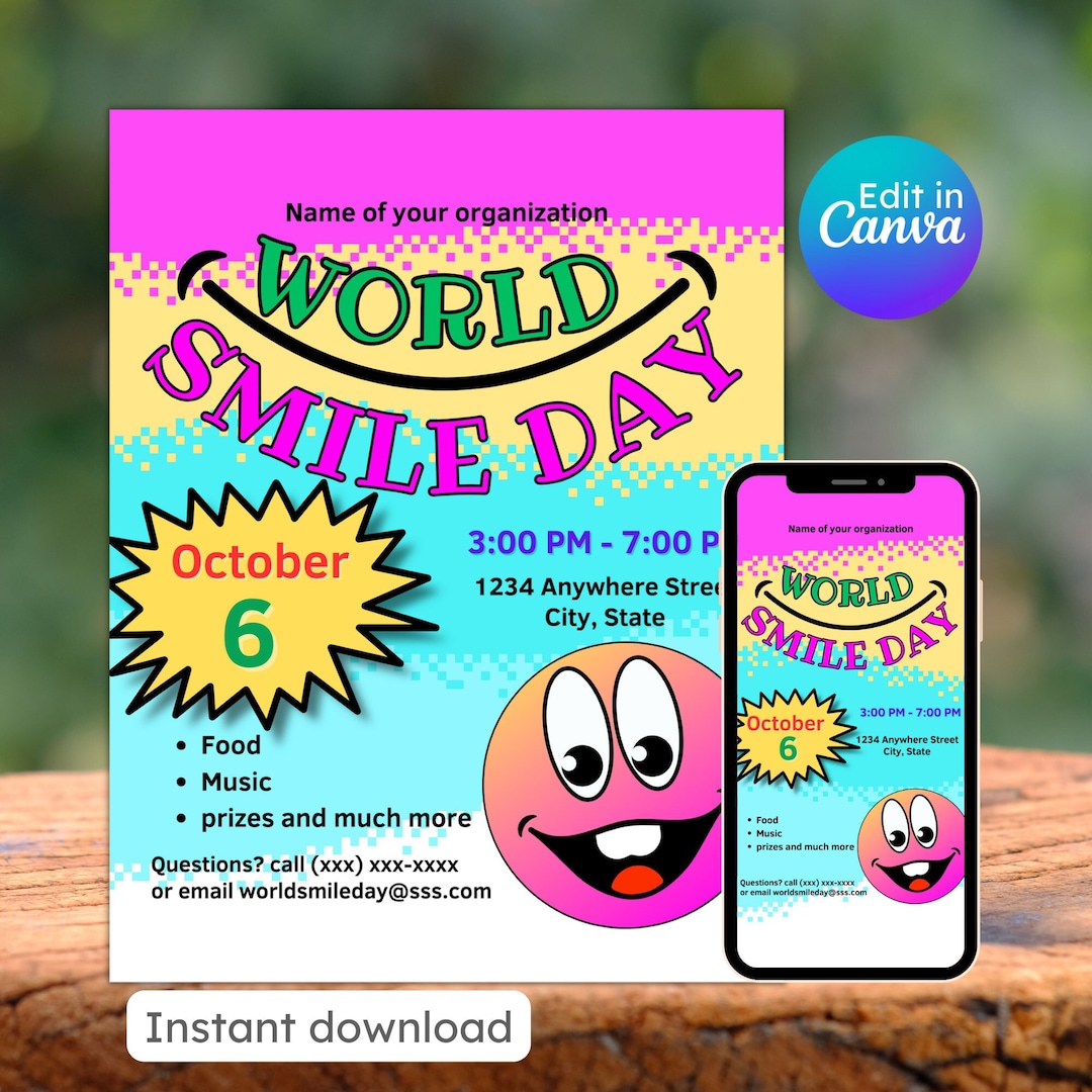 World Smile Day Flyer Beautiful Day to Save Smiles Community Event ...