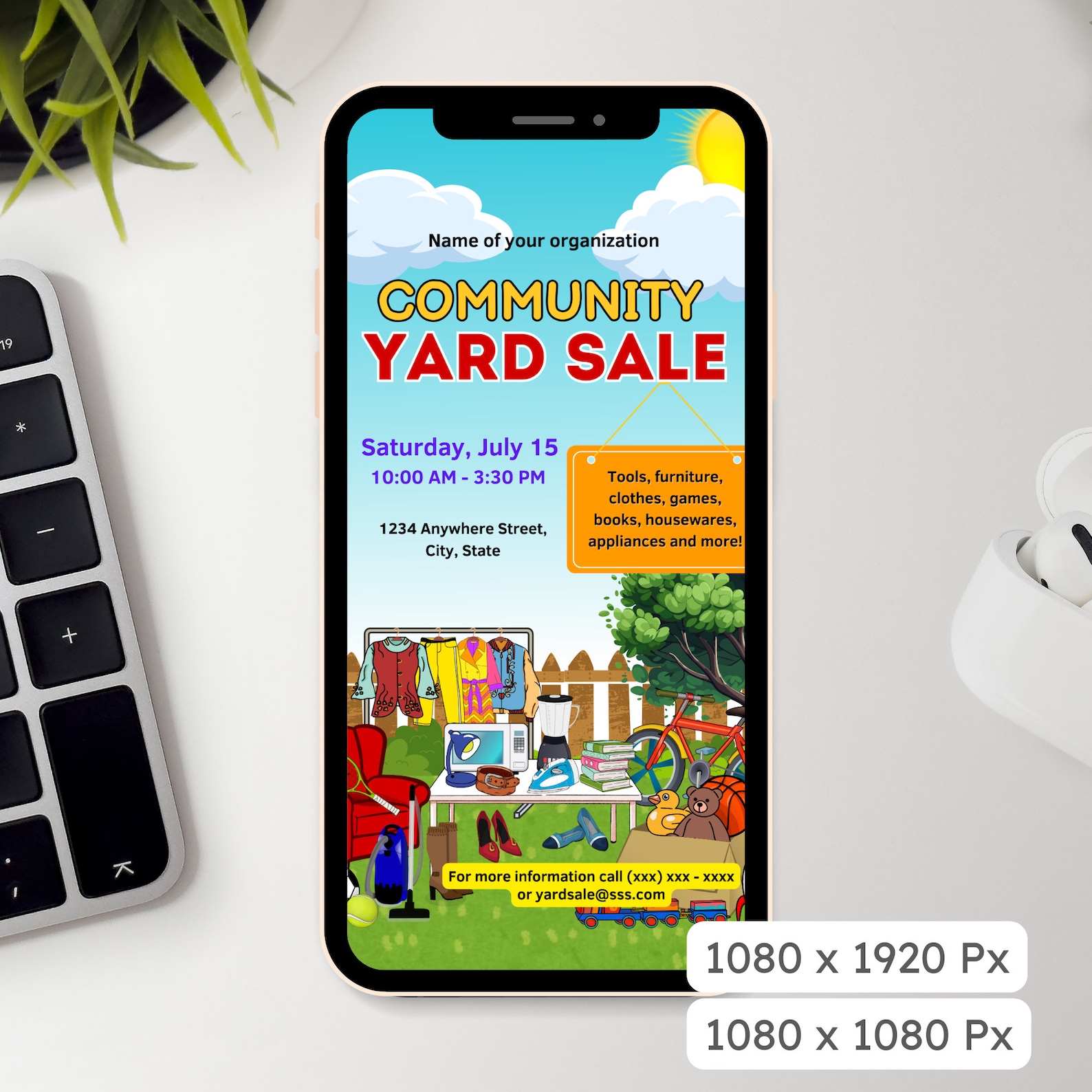 Community Yard Sale Flyer, Neighborhood Garage, Pta Flyer Yard Sale ...