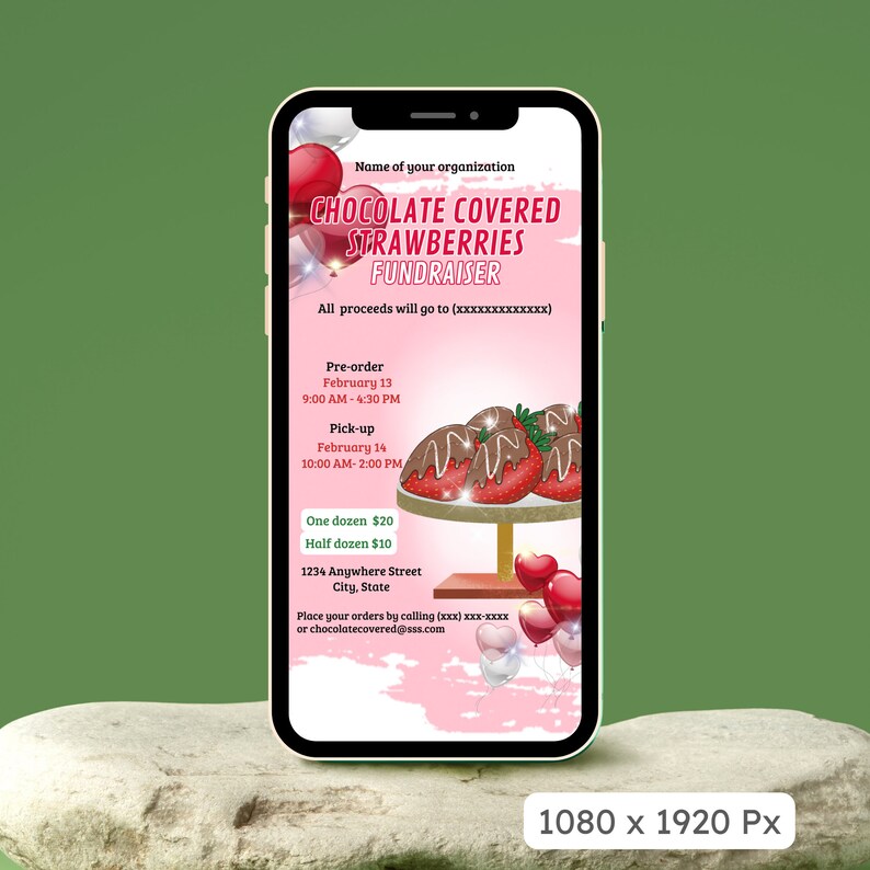 Chocolate Covered Strawberries Fundraiser Flyer, Charity Nonprofit ...