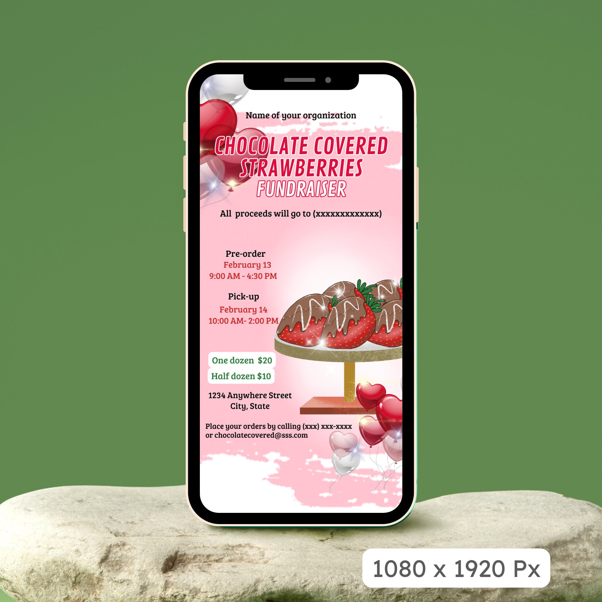 Chocolate Covered Strawberries Fundraiser Flyer, Charity Nonprofit ...