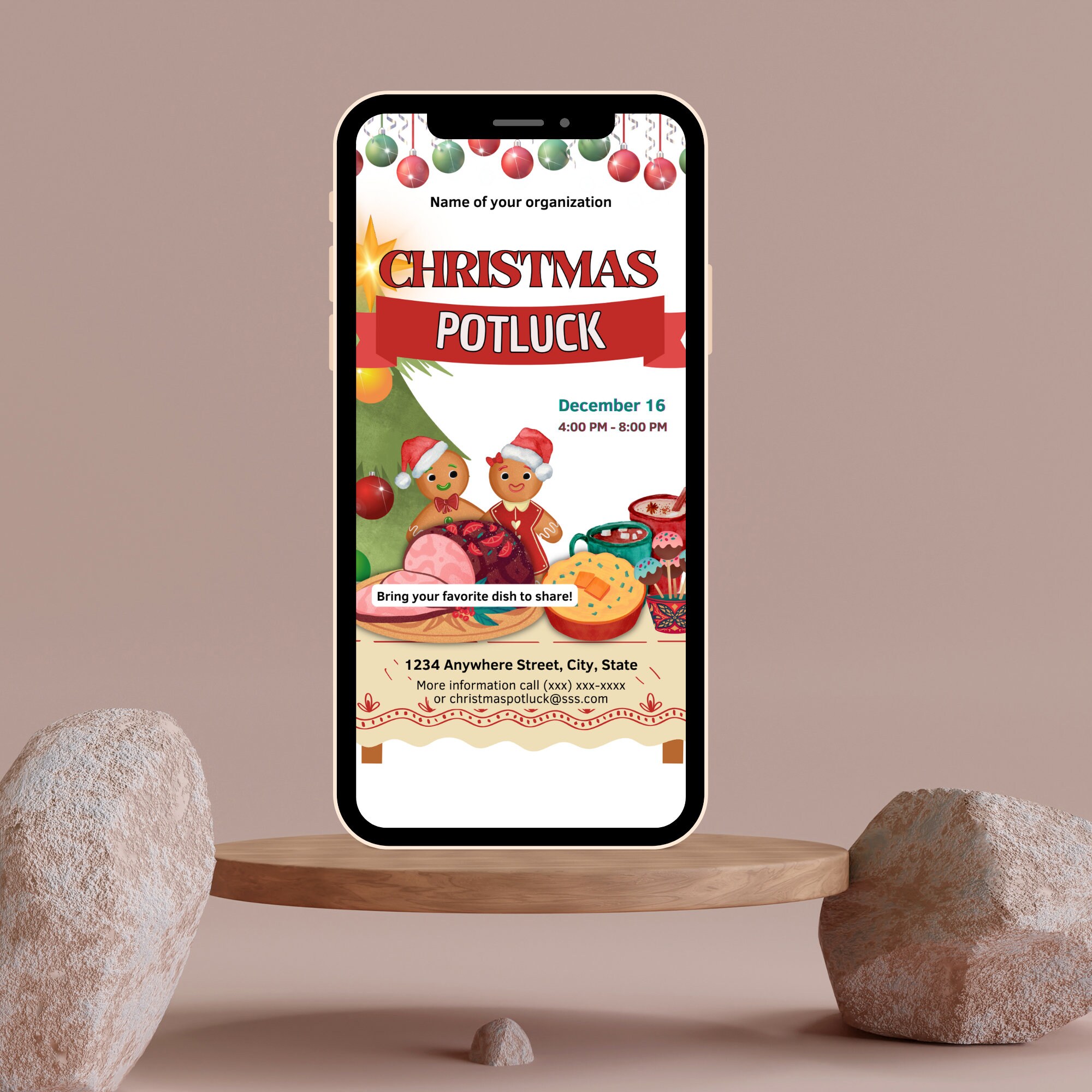 Christmas Potluck Flyer, Holiday Potluck, Neighborhood Party, Church ...