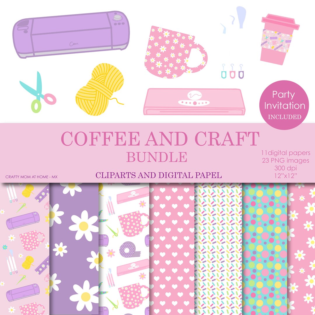 Crafty Bundle. Crafty Cliparts, Cricut and Minc Foil Clipart, Coffee ...