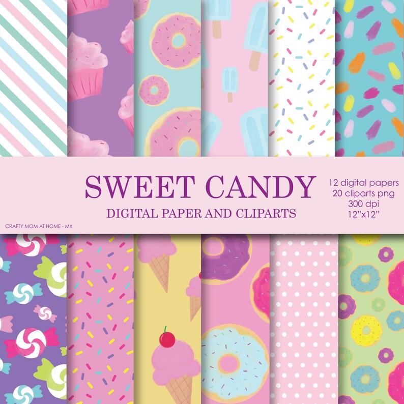 Sweet Candy Digital Paper. Sweet Background. Candy Clipart. Sweet ...