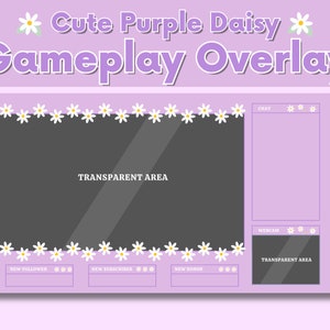 Cute Purple Daisy Twitch Stream Overlays | Cute Twitch Overlays | Daisy ...