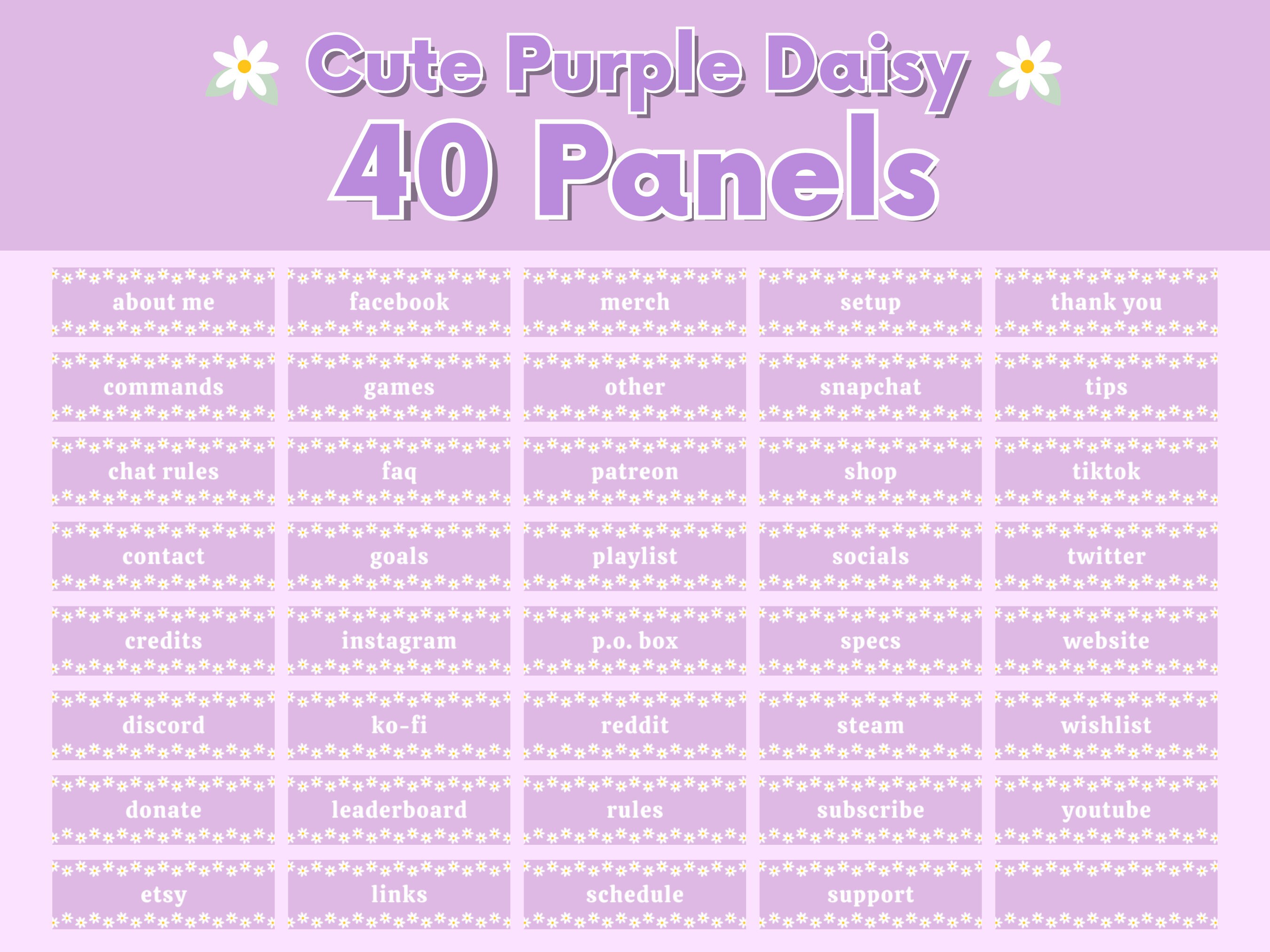 Purple Daisy Twitch Overlay Package | Cute Twitch Overlay Package ...