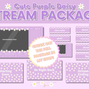 Cute Purple Daisy Twitch Stream Overlays | Cute Twitch Overlays | Daisy ...