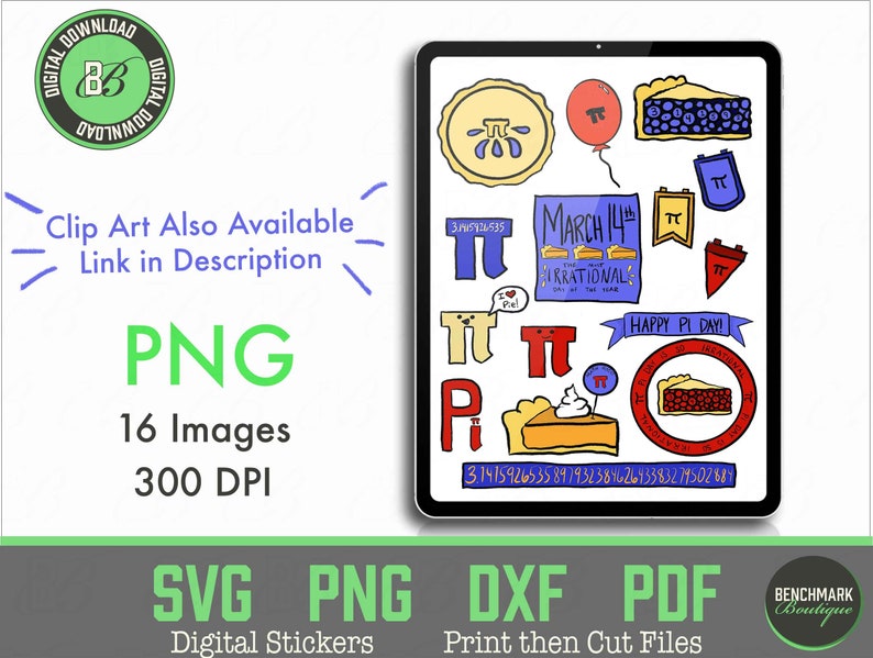 Printable Pi Day Sticker Svg Pi Day Sticker Pack Digital Download Cute ...
