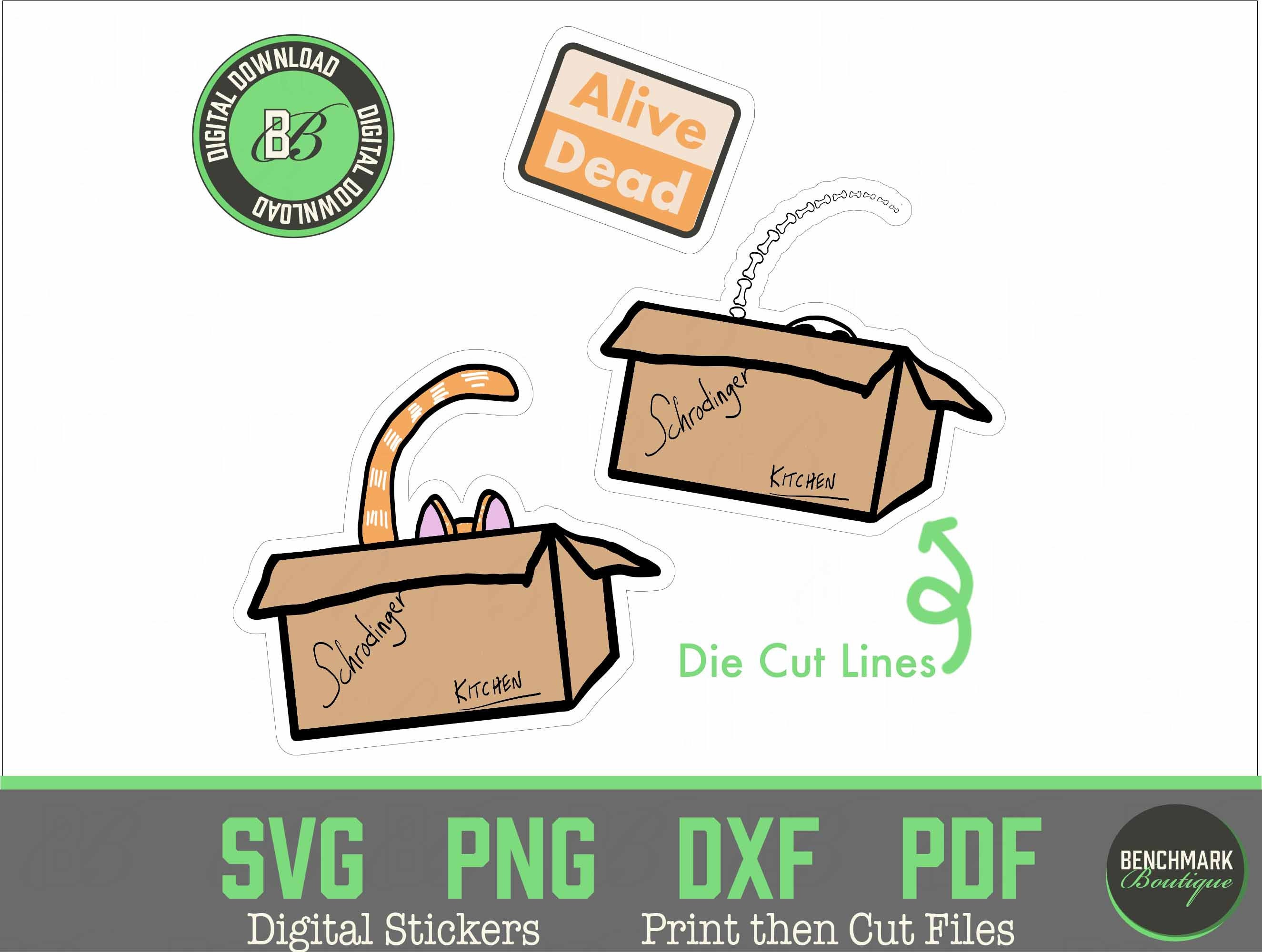 Schrodinger's Cat Print Then Cut Sticker File for Cutting Machine Svg ...