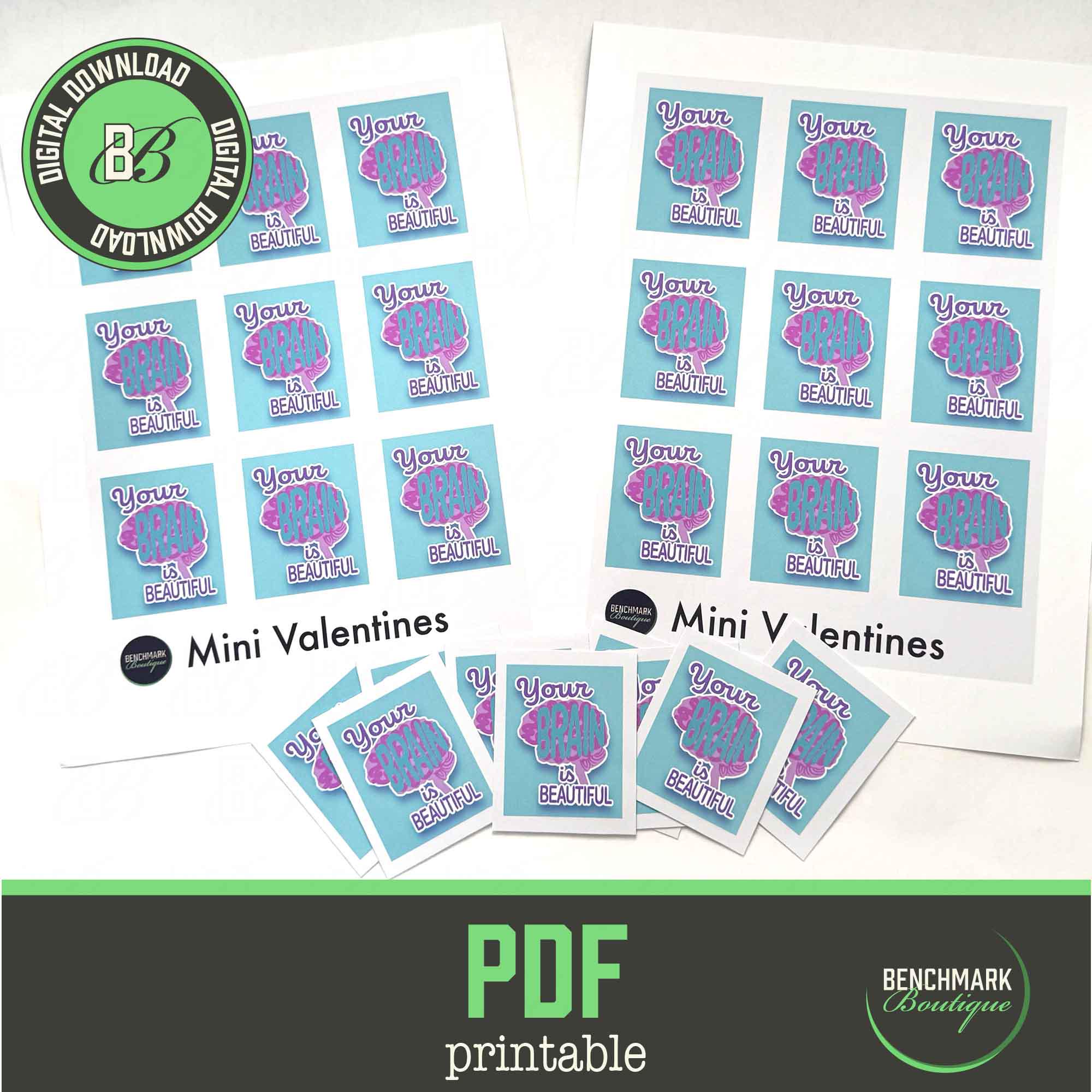 Neurodiversity Valentine's Day Cards: Brain Printable (PDF) - Etsy