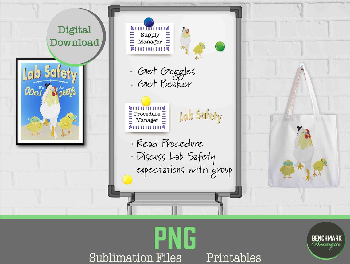 Printable Lab Safety Poster PNG Rooster and Chicks Wearing - Etsy