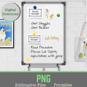 Printable Lab Safety Poster PNG Rooster and Chicks Wearing Goggles Lab ...
