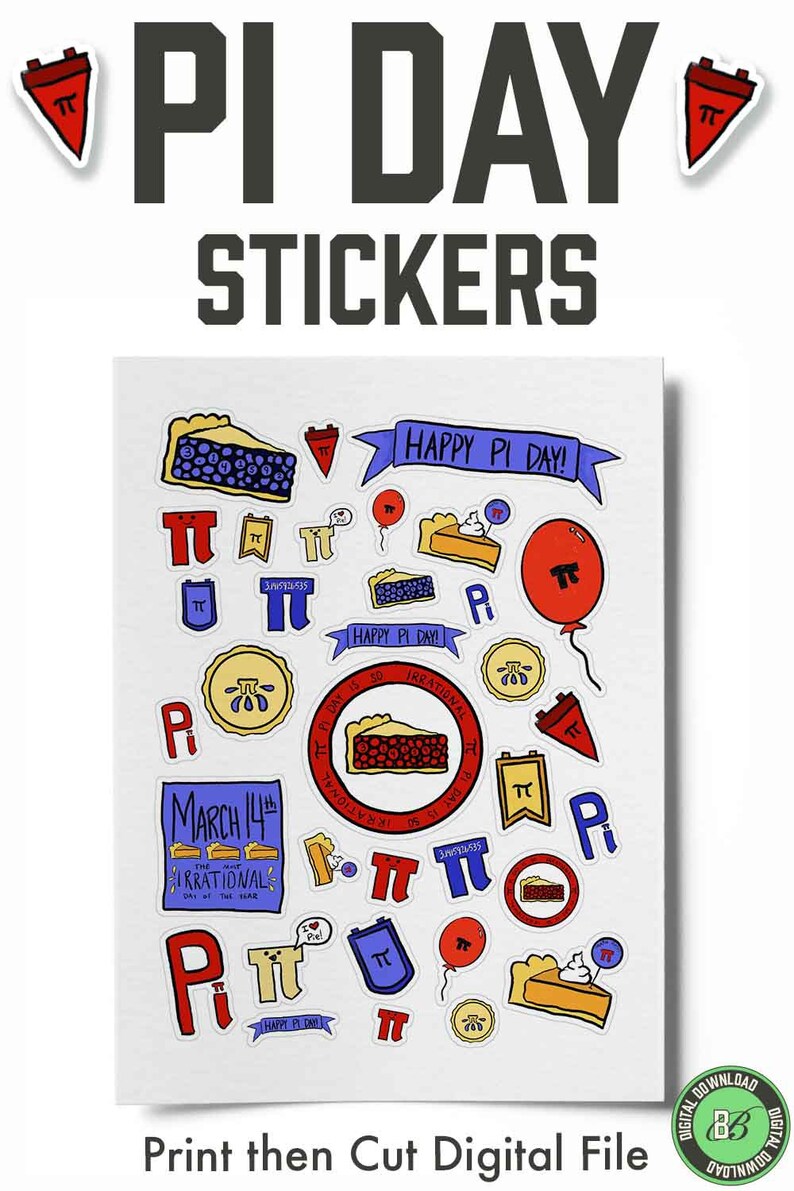 Printable Pi Day Sticker Svg Pi Day Sticker Pack Digital Download Cute ...