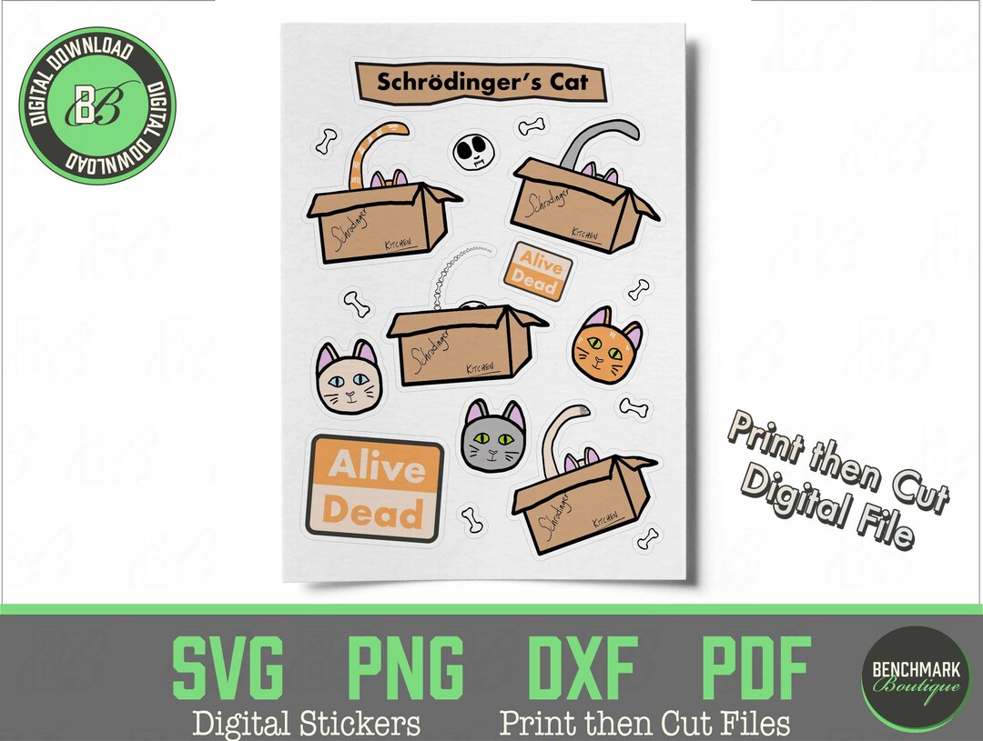 Schrodinger's Cat Print Then Cut Sticker File for Cutting Machine Svg ...