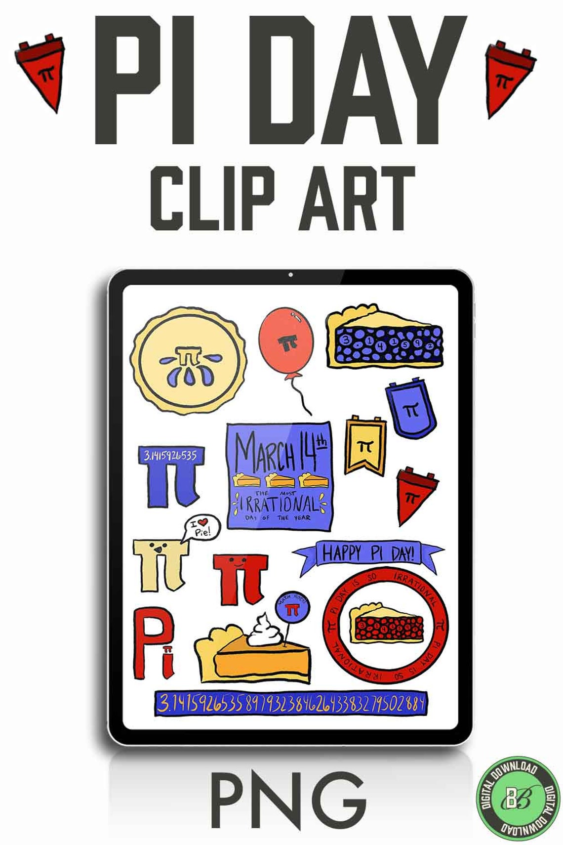 Pi Day Clip Art Png Cute Pi Day Illustrations Digital Pi Day Idea Clip ...