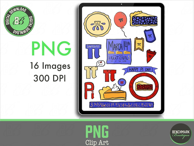 Cute Pi Day Clip Art Illustrations for Teachers (PNG Digital Download ...