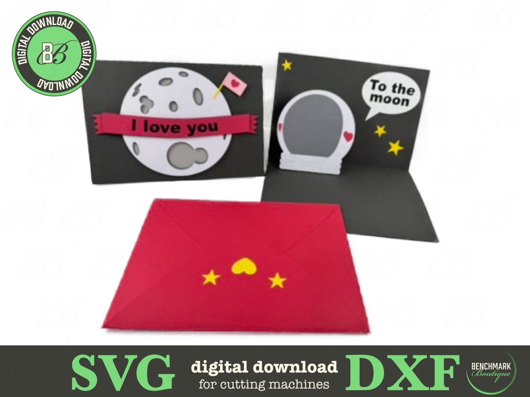 I Love You to the Moon Pop-up Card SVG Cut File (digital Download ...