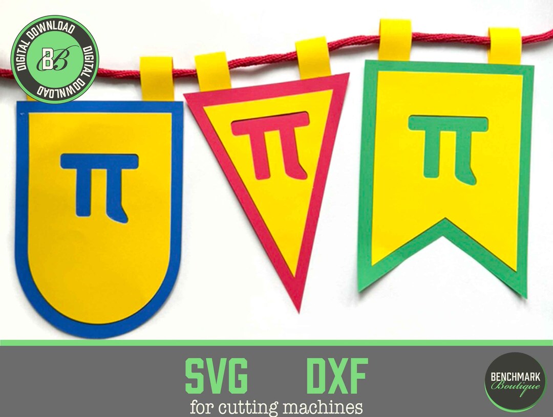 Pi Day Bunting SVG: Pennant Flag Cut File, Math Classroom Decor ...