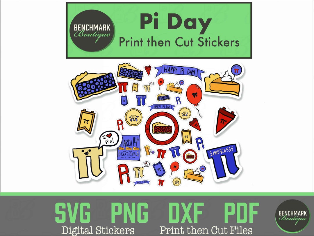 Printable Pi Day Sticker Svg Pi Day Sticker Pack Digital Download Cute ...