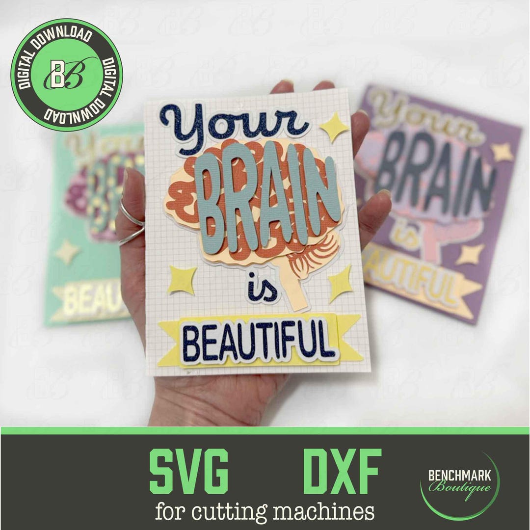 Your Brain is Beautiful Card SVG Cut File Neurodivergent Affirming Card ...
