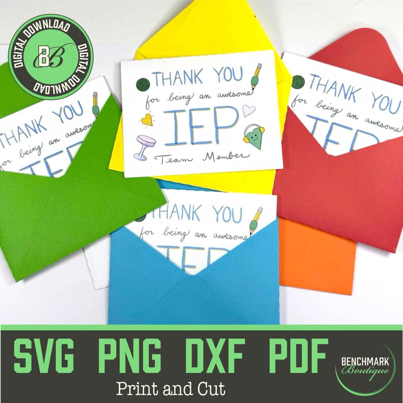 IEP Thank You Card Printable and Print and Cut Files (digital Download ...