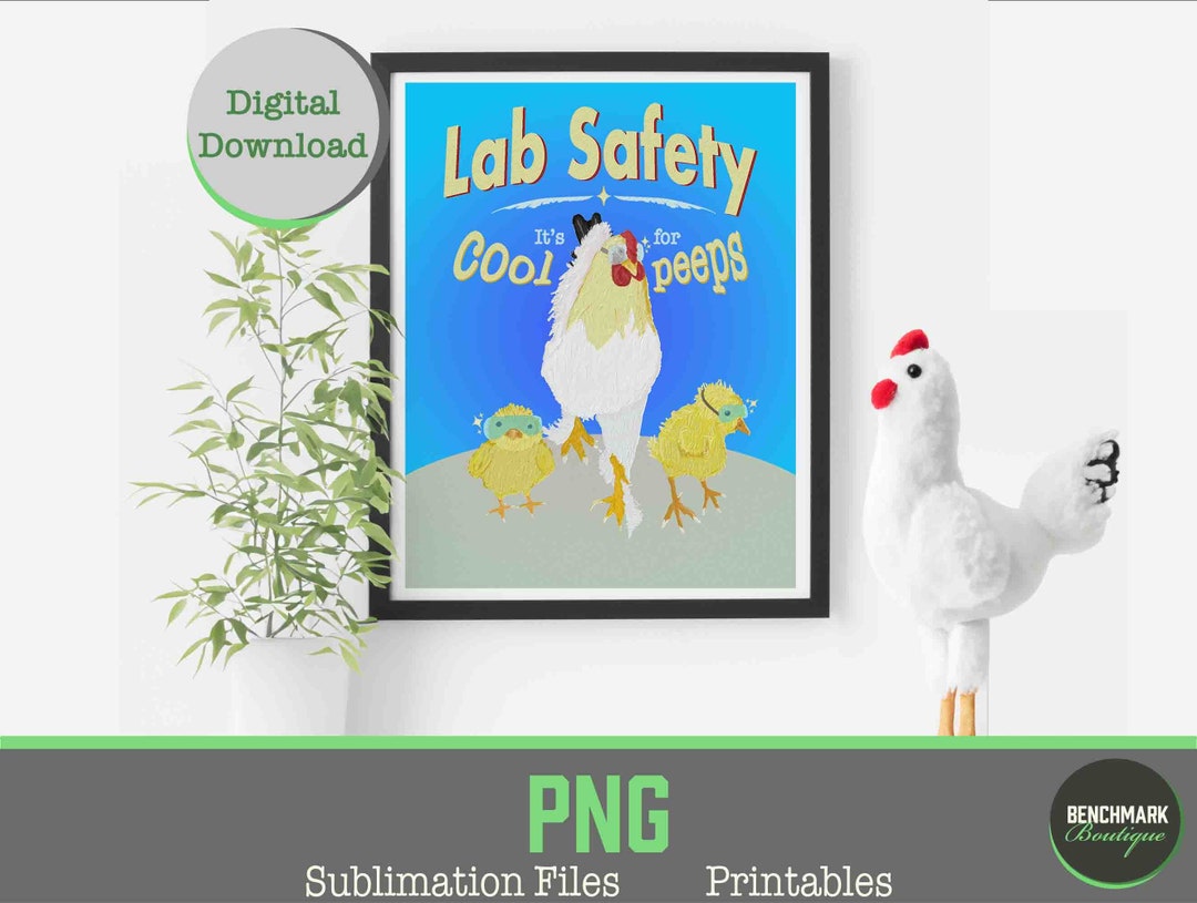 Printable Lab Safety Poster PNG Rooster and Chicks Wearing Goggles Lab Safety Poster Goggles ...