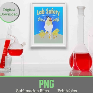 Printable Lab Safety Poster PNG Rooster and Chicks Wearing Goggles Lab ...