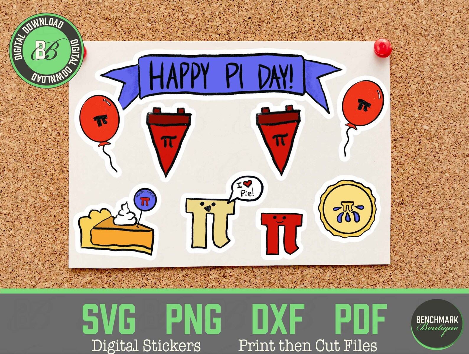 Printable Pi Day Sticker Svg Pi Day Sticker Pack Digital Download Cute ...