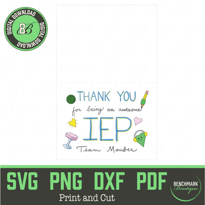 IEP Team Thank You Card Printable With A2 Envelope (digital Download ...