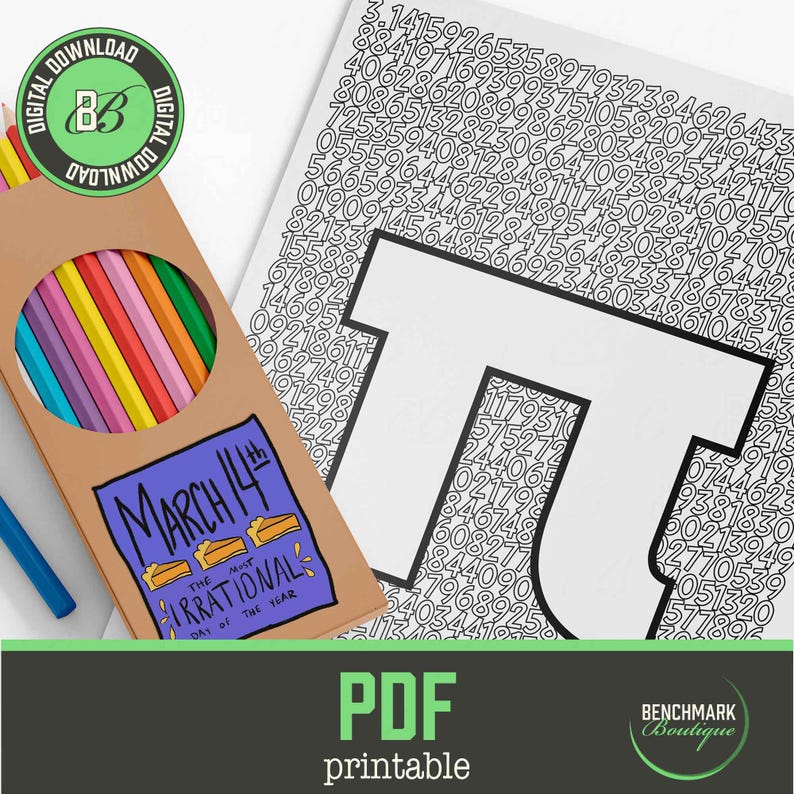 Pi Coloring Sheets Activity to Celebrate Pi Day PDF Printable Pi Day ...
