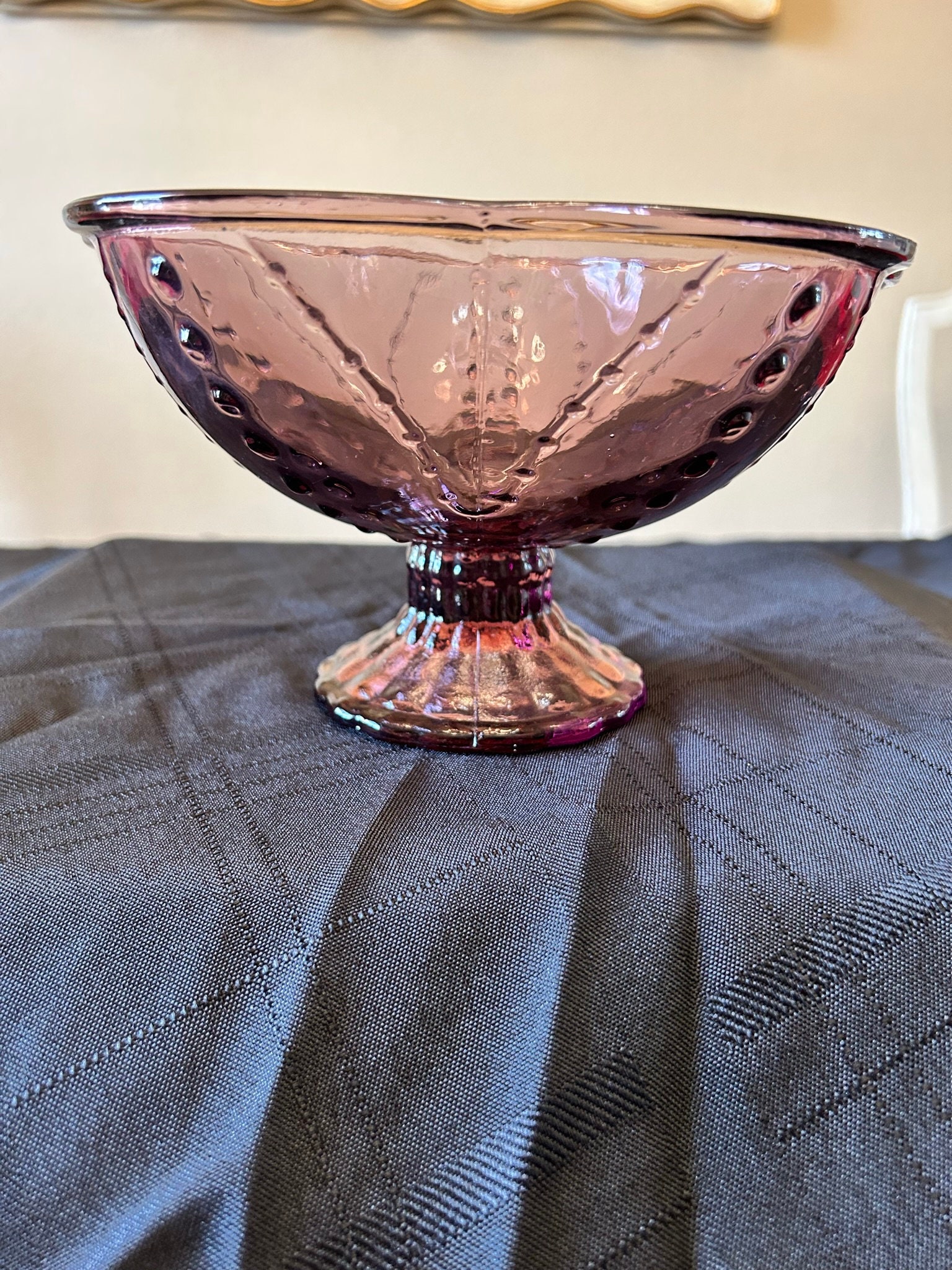 1960s Le Smith Amethyst Glass Pedestal Compote - Etsy