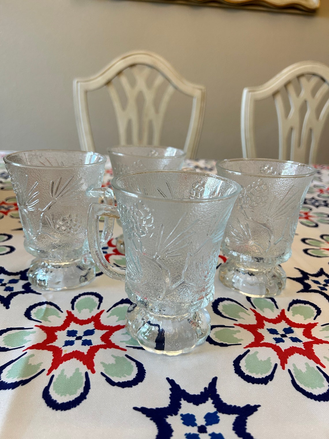 Set of 4 Tiara Glass Ponderosa Pine Handled Mugs - Etsy