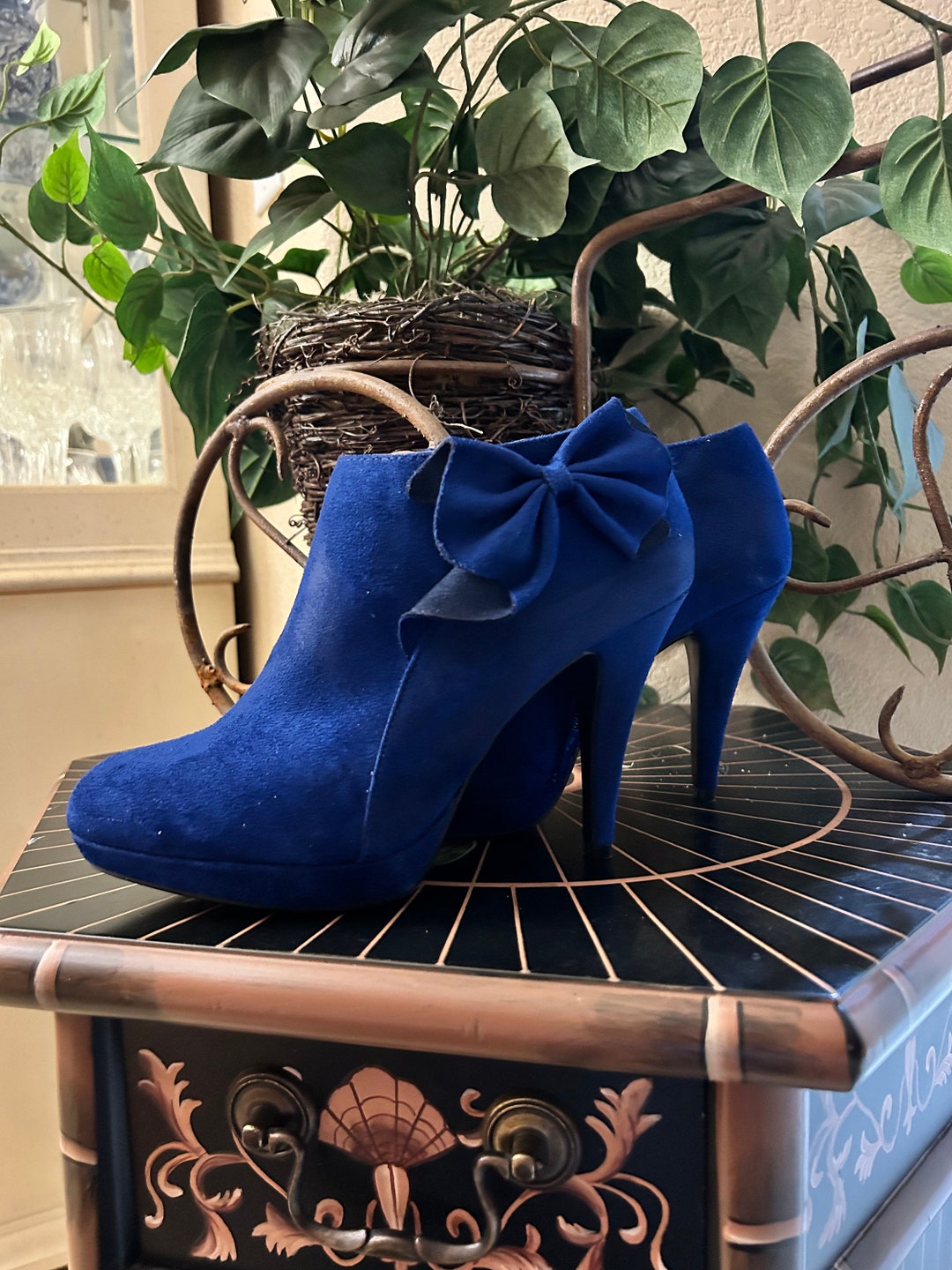 Royal Blue Suede Ankle Boots - Etsy