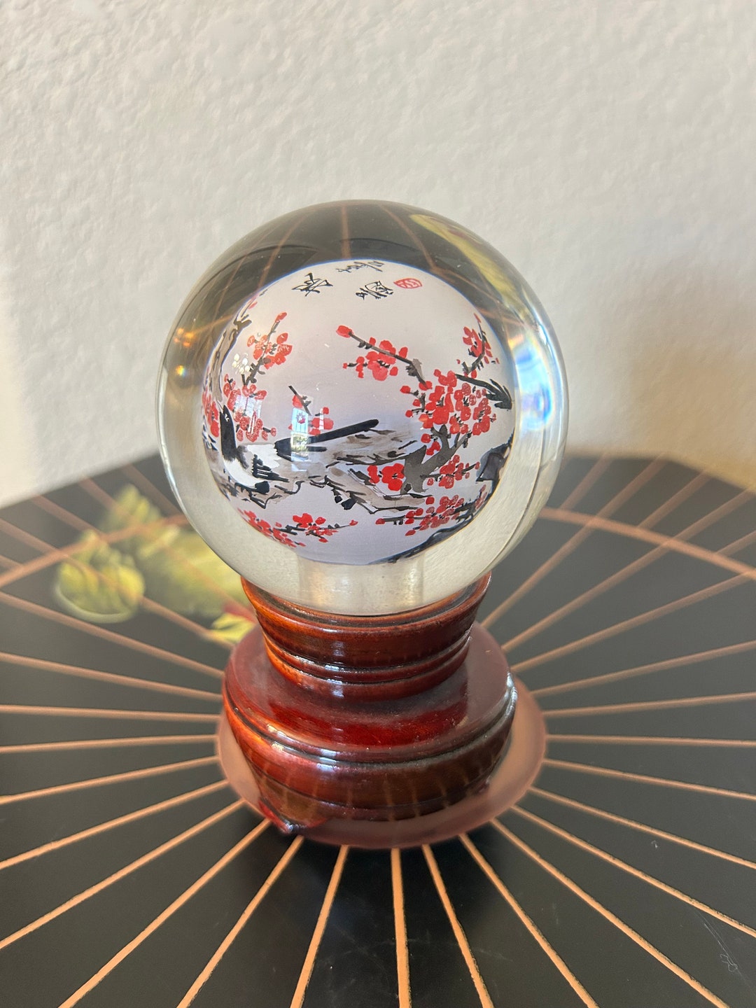 Inner Painting Crystal Ball 4.3 In.red Plum - Etsy