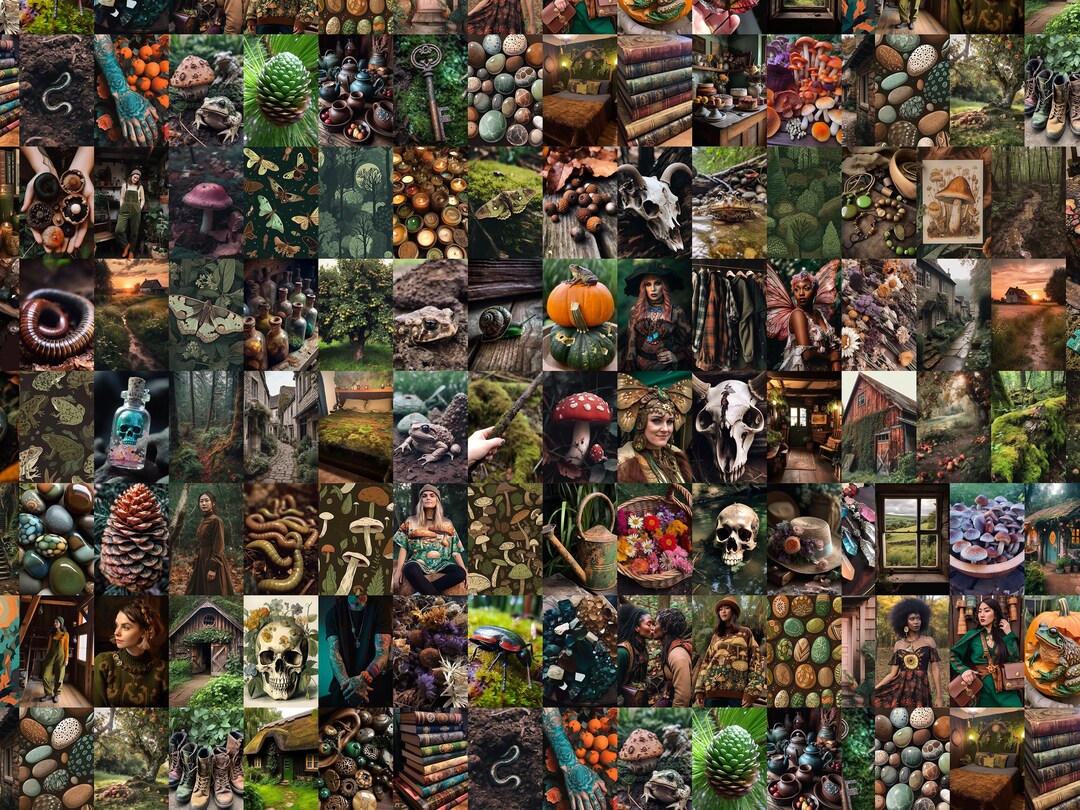 Goblincore Aesthetic Wall Collage Kit Cottagecore Home Decor Etsy