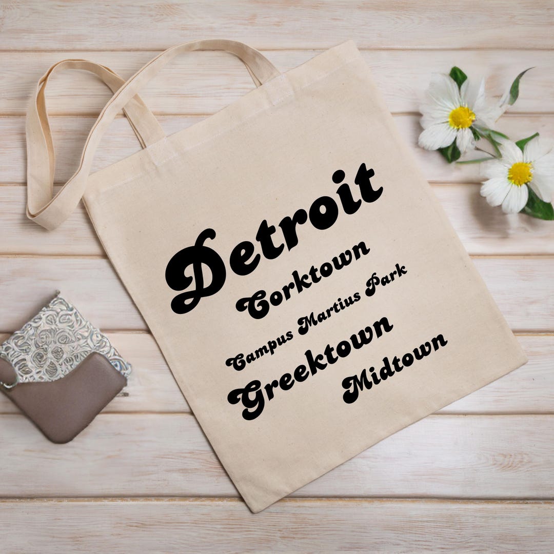 Detroit Tote Bag, Detroit Downtown Tote Bag,detroit Corktown Detroit ...