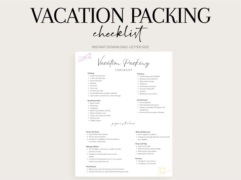 Vacation Packing Checklist - Etsy