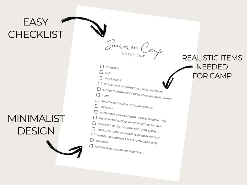 Kids Summer Camp Checklist - Etsy