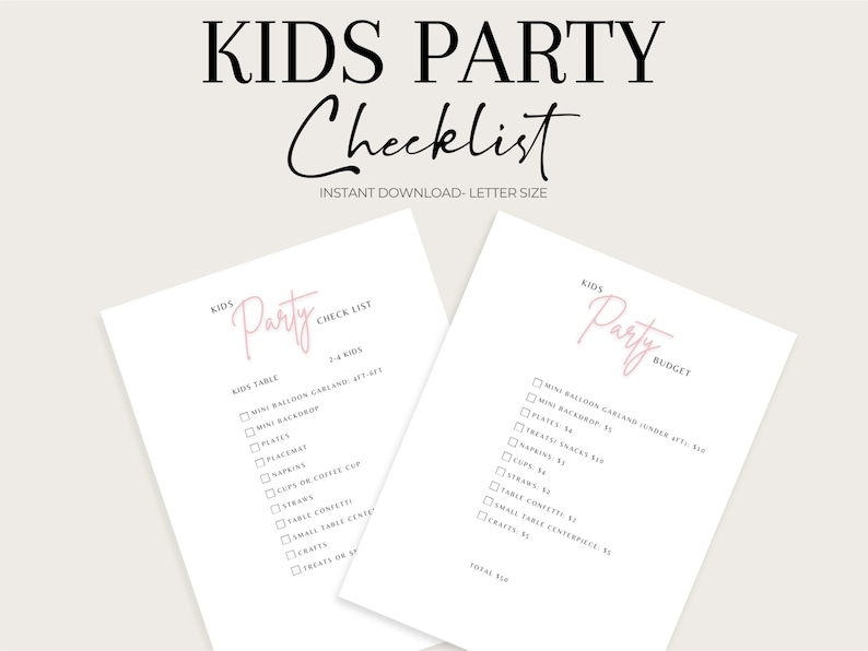 Kids Party Budget and Checklist - Etsy